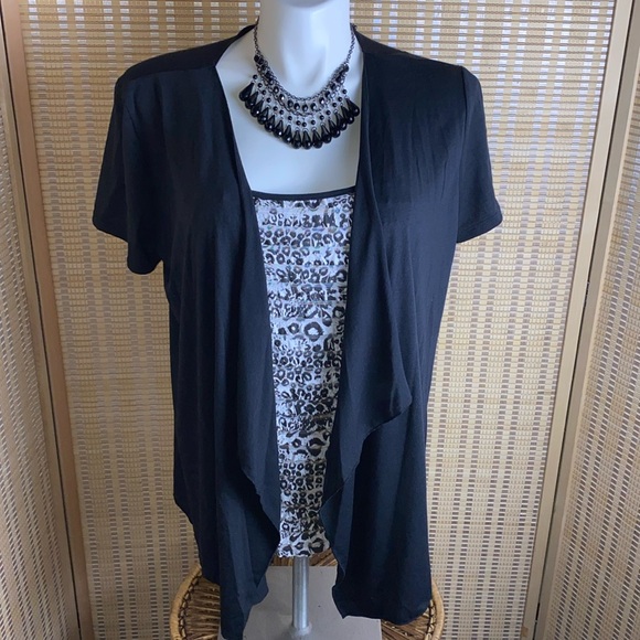 Discreet | Tops | Discreet Animal Print Tank Top With Attached Black ...